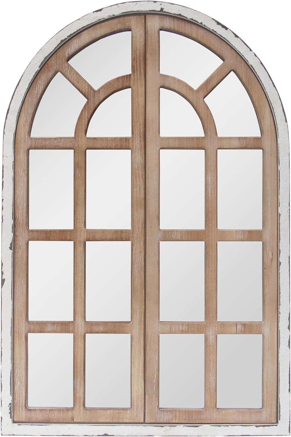 Amazon.com: Rustic Window Pane Wall Mirror, Arch Wood Frame Mirror ...