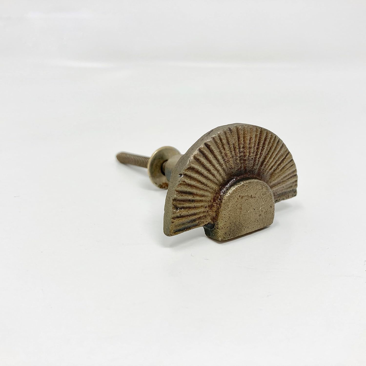 Antique Brass. Art Deco Half Fan Knob Iron Knob, Kitchen Knob, Vintage ...