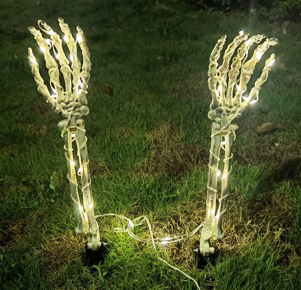 Amazon.com: AOGU Light Up Realistic Skeleton Arm Stakes Halloween ...