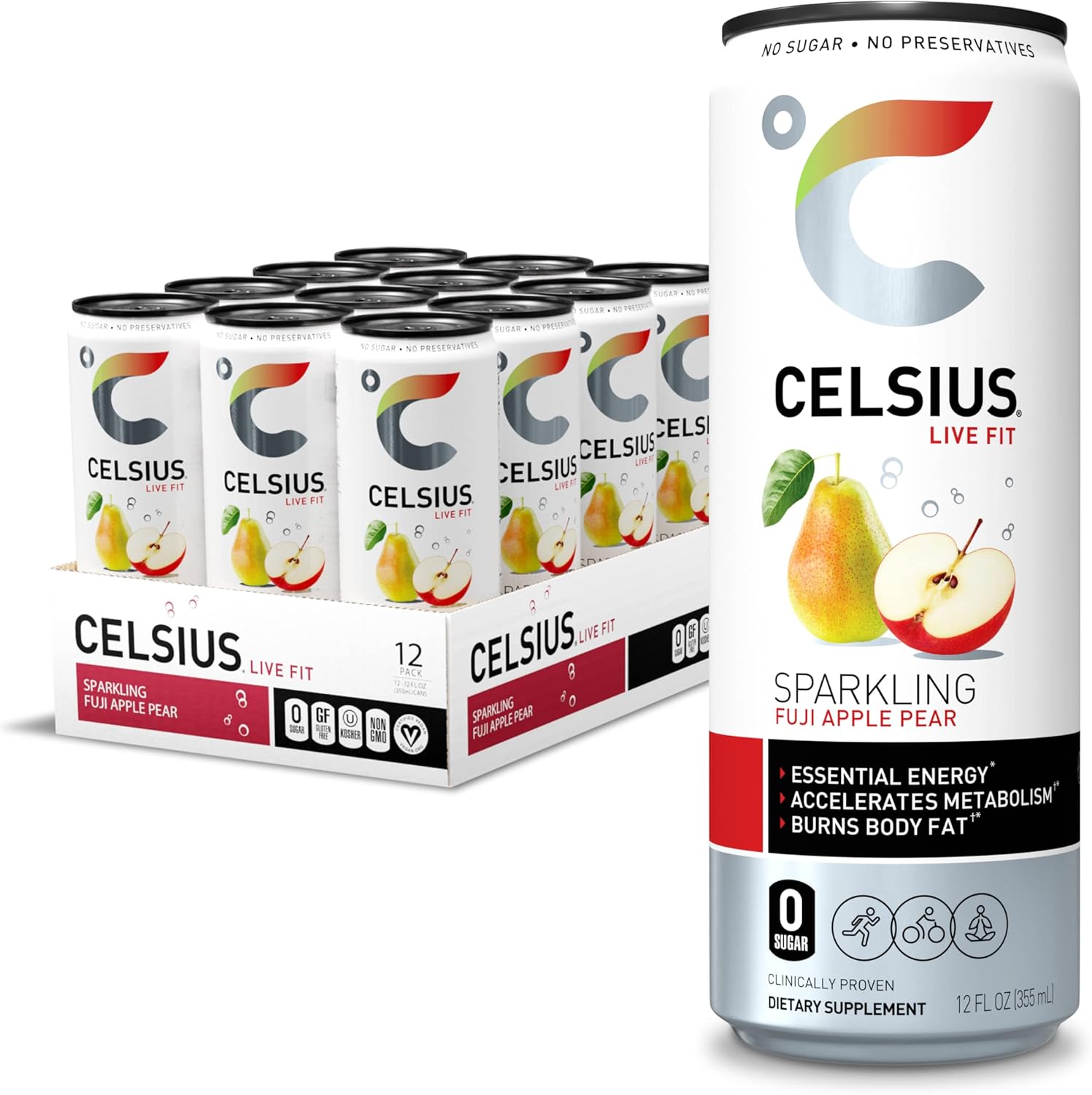 Celsius 12-Pack Zero Sugar Sparkling Fitness Drink Juice FGSS1206: Buy ...