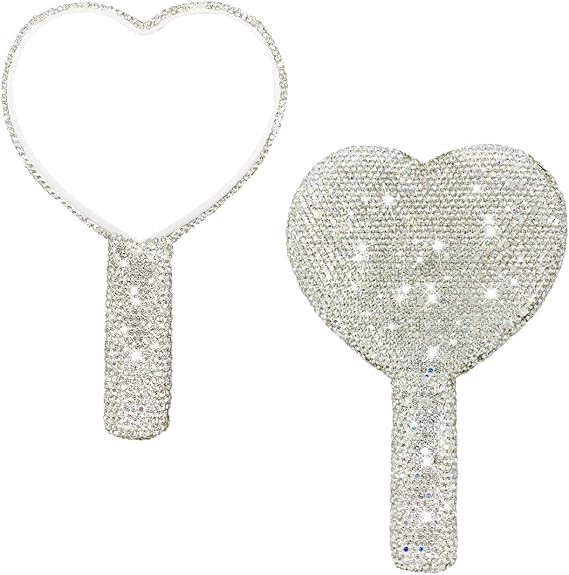 Amazon.com: LOPURO Sparkling Rhinestone Heart Shaped Handheld Mirror ...