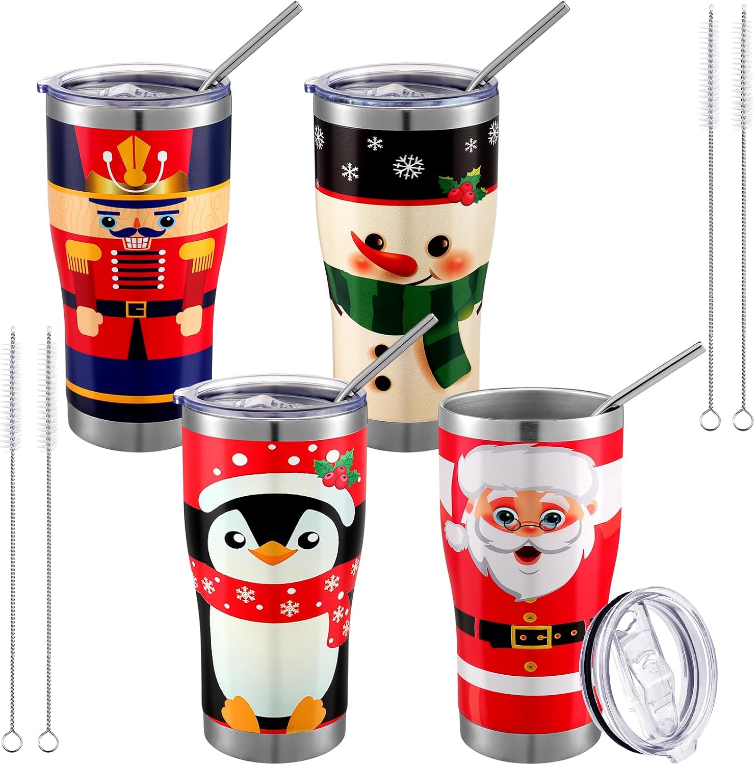 Amazon.com | Nitial 4 Pcs Christmas Tumblers 20oz Christmas Travel ...