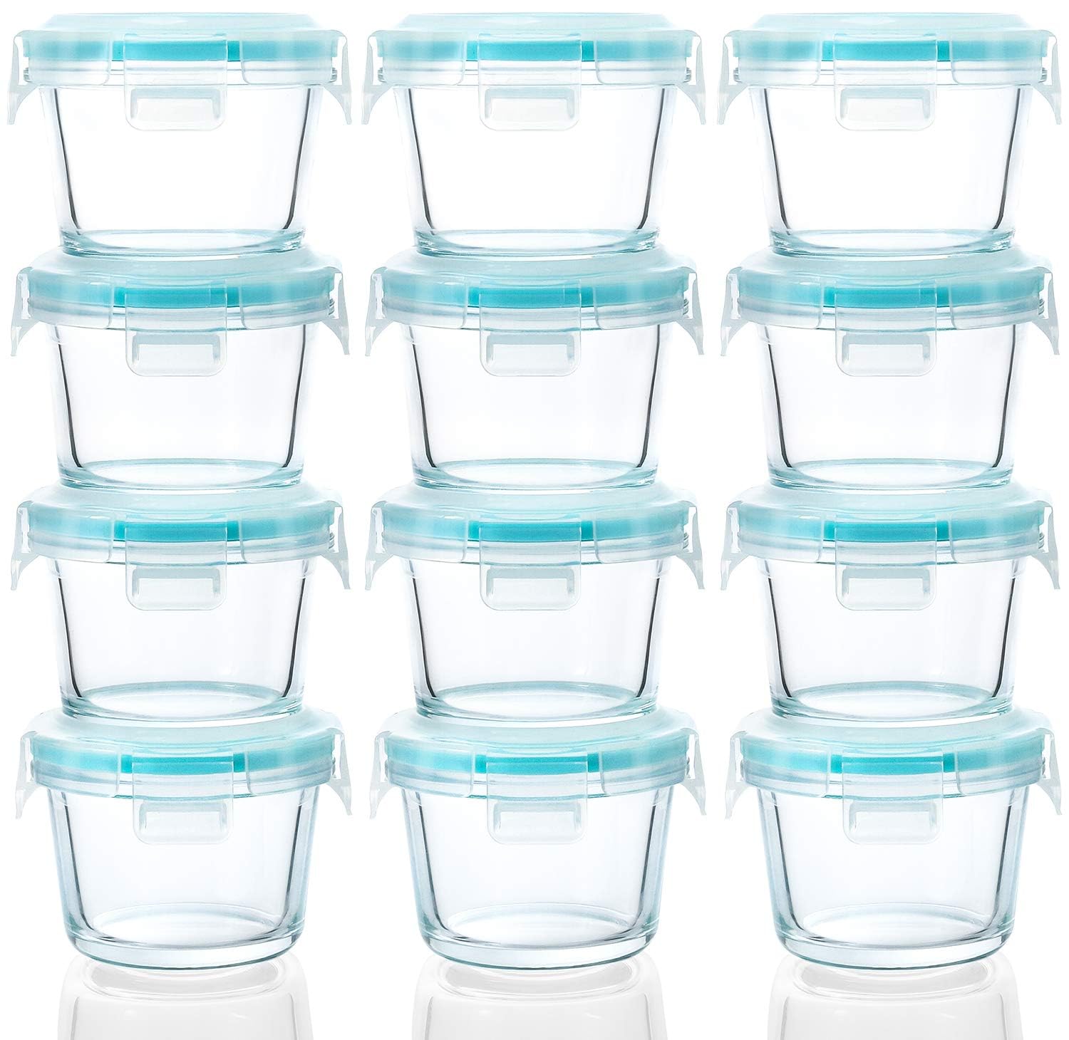 YOZOTI [12-Pack, 5oz] Mini Glass Food Storage Containers, Small Glass ...