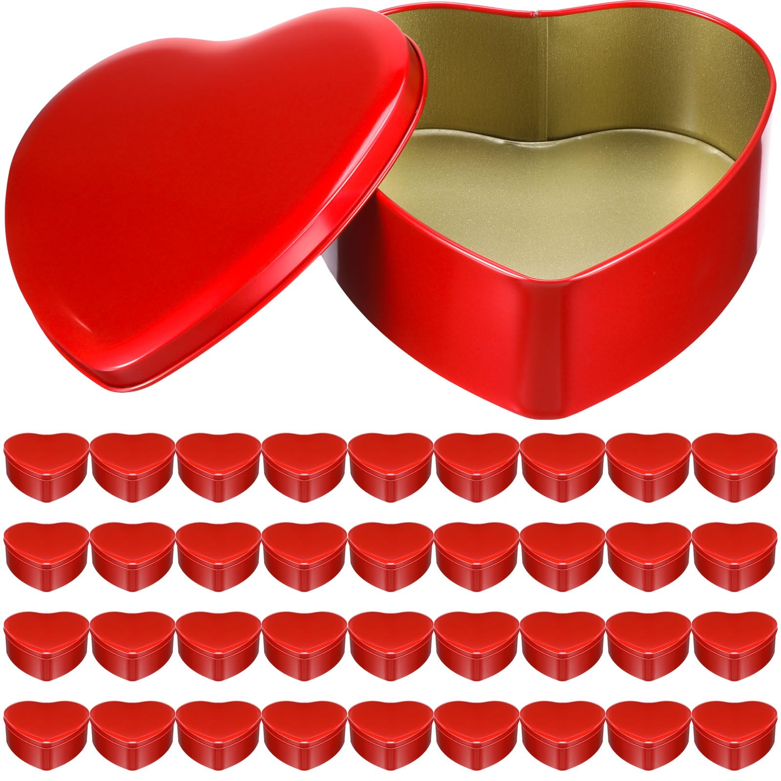 Amazon.com: Blulu Red Heart Shaped Metal Tins with Lids Valentine's Day ...