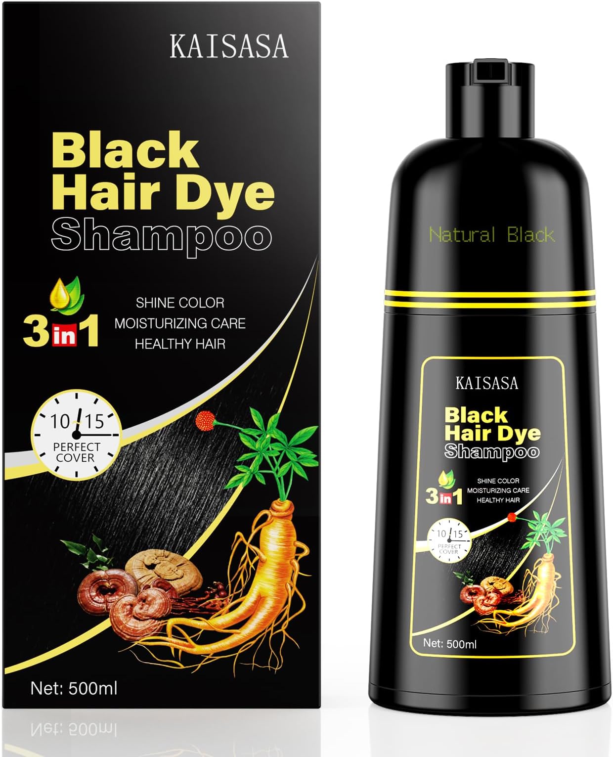 Amazon.com : Bablabear Black Hair Dye Shampoo for Gray Hair, Semi ...