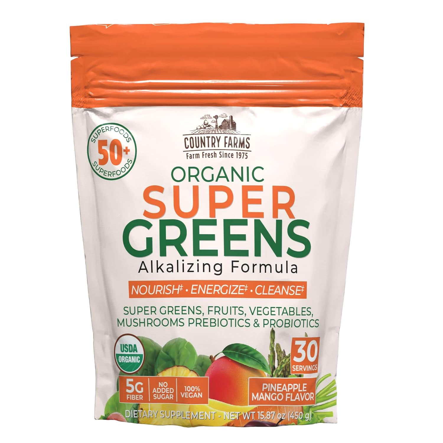 Amazon.com: Country Farms Super Greens Pineapple-Mango Flavor, 50 ...