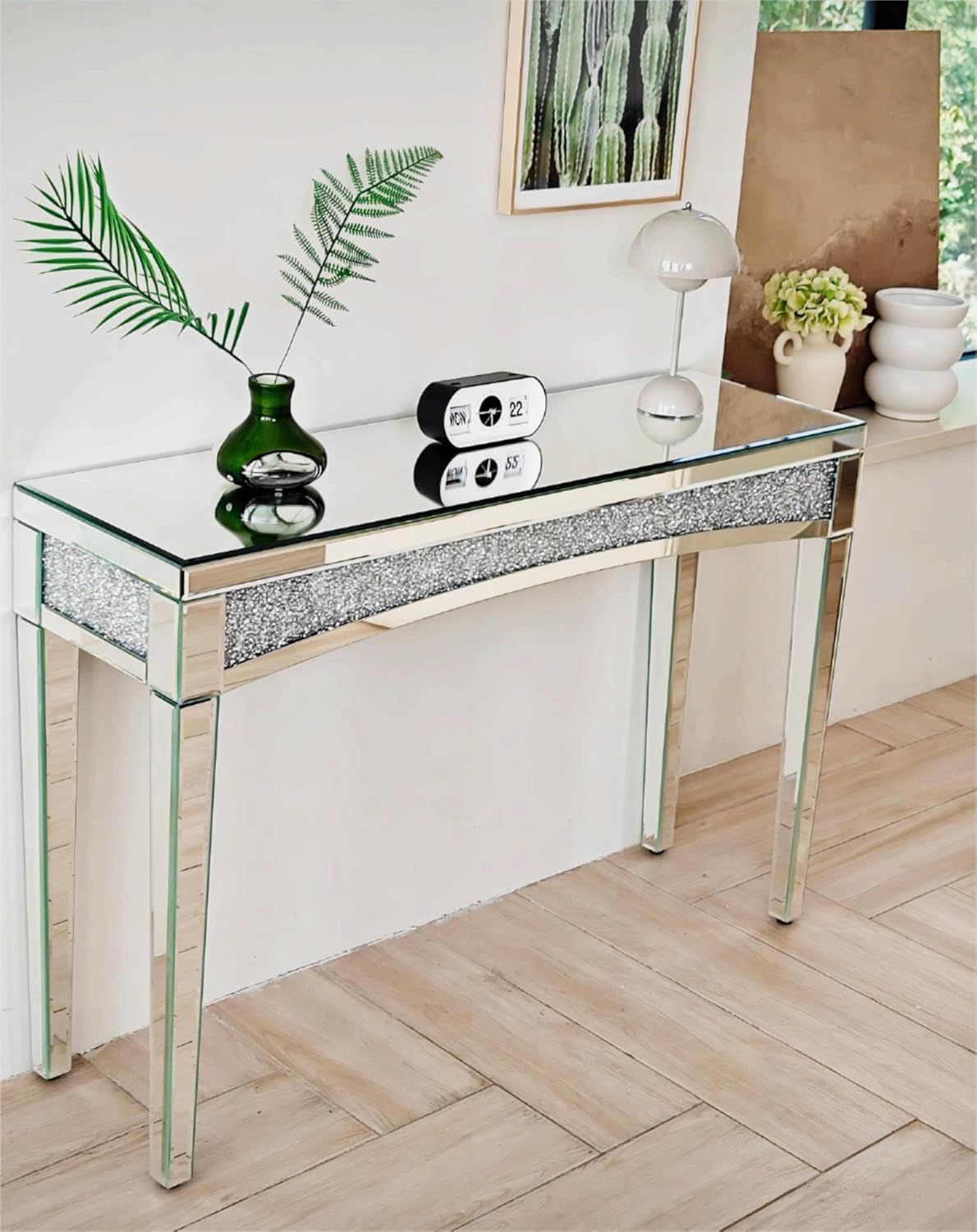 Amazon.com: Artloge Rectangular Mirrored Console Table: Tall Mirrored ...