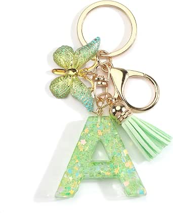 Amazon.com: SHTALHST Initial Letter Keychain,Alphabet Initial Letter A ...