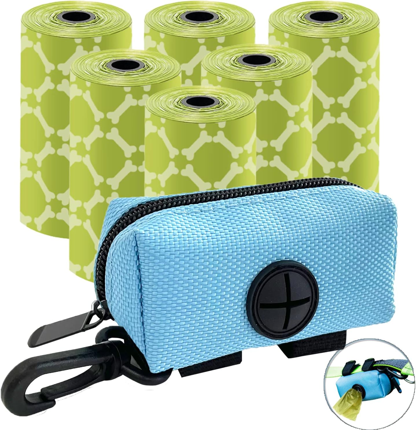 Poo Bag Holder with 120 Pcs Dog Pop Bags, VAKOWOO Fabric Poo Bag ...