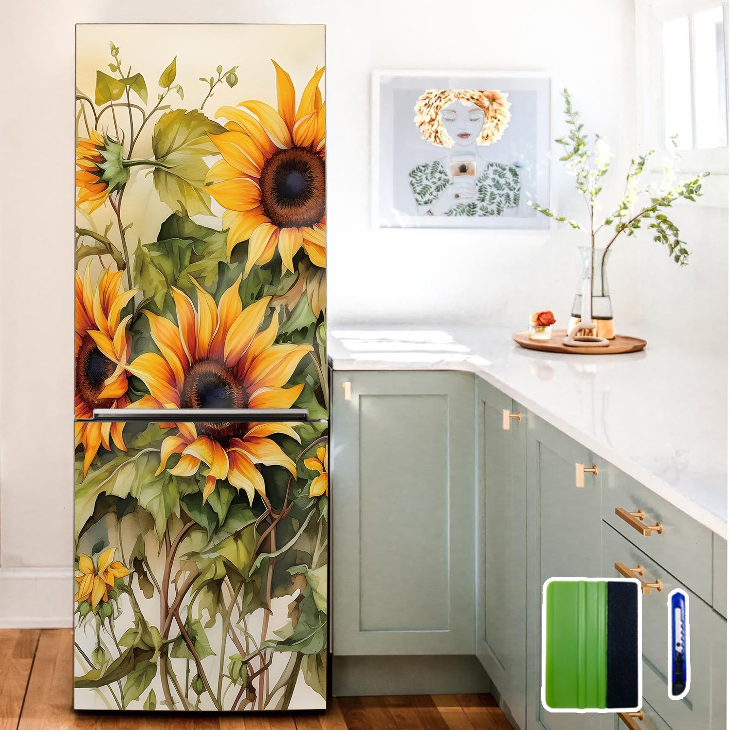 Amazon.com: funlife Vintage Self-Adhesive Fridge Door Mural with Tools ...