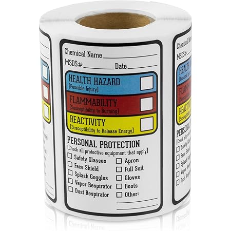 Amazon.com : SDS Stickers/MSDS Stickers for Chemical Safty Data 2 X 3 ...