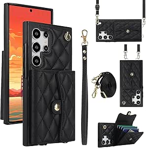 Amazon.com: FHZXHY Wallet Case for Samsung Galaxy S24 Ultra Case with Crossbody Strap Card Slot ...