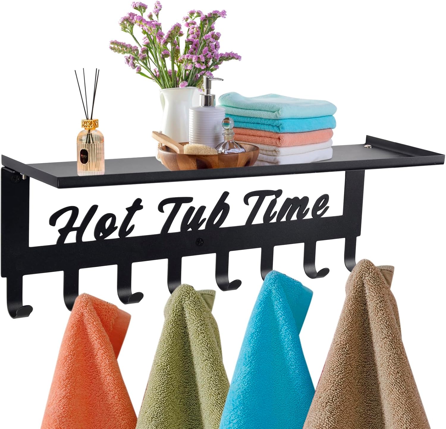 Amazon.com: Hot Tub Towel Rack with Shelf - Metal Towel Rack Hanger for ...