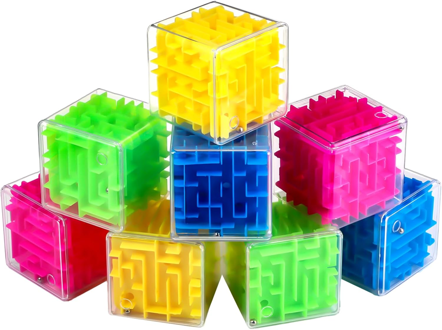 Amazon.com: Syhood 8 Pcs Christmas Maze Puzzle Cubes, 3D Maze Cube ...