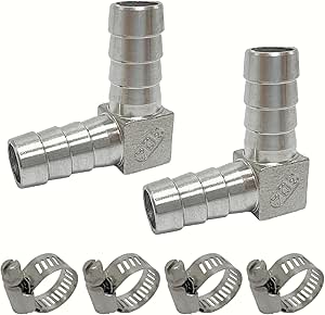Amazon.com: 304 Stainless Steel Hose Barb Fitting 90 Degree Elbow Right Angle L Shaped Connector ...