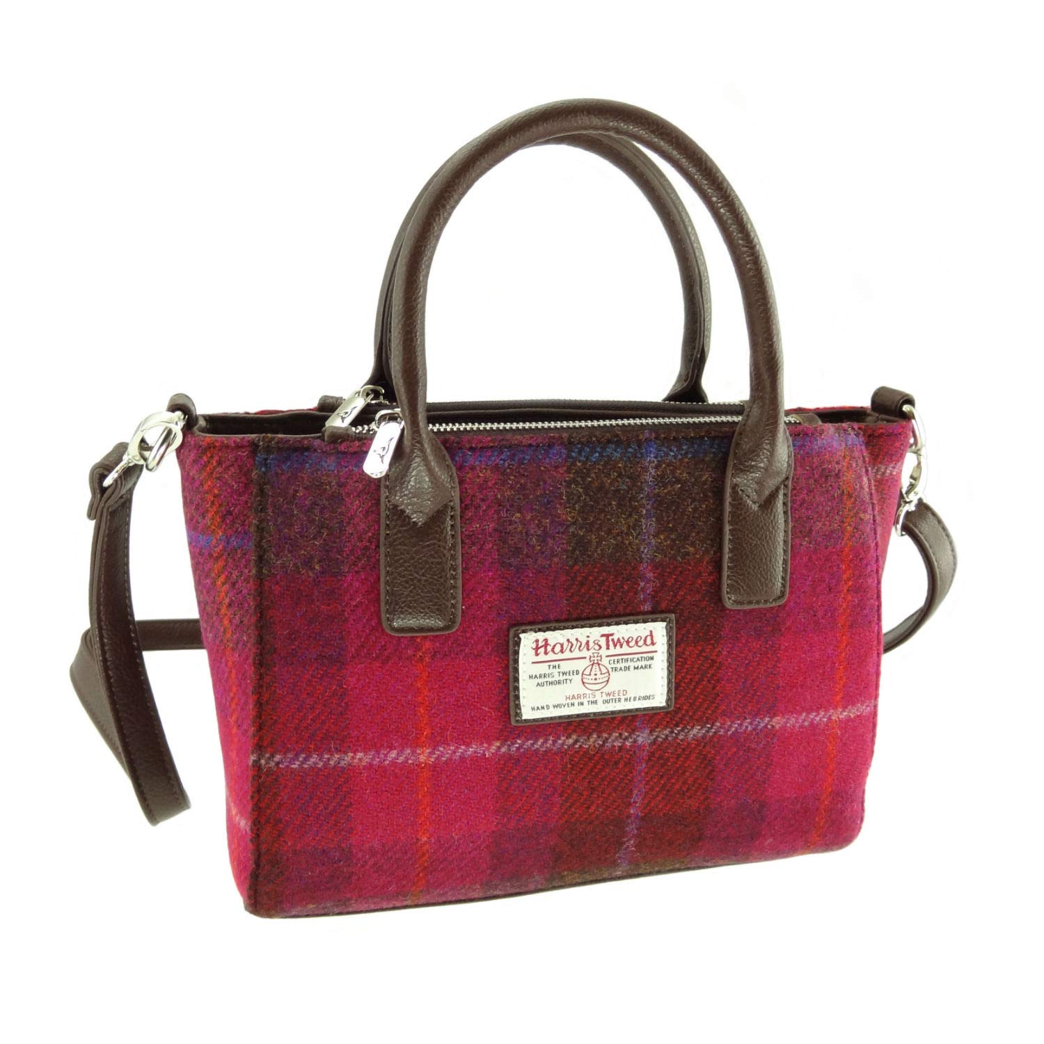 Amazon.com: Women's Harris Tweed Small Tote Bag Brora (Deep Pink Tartan ...