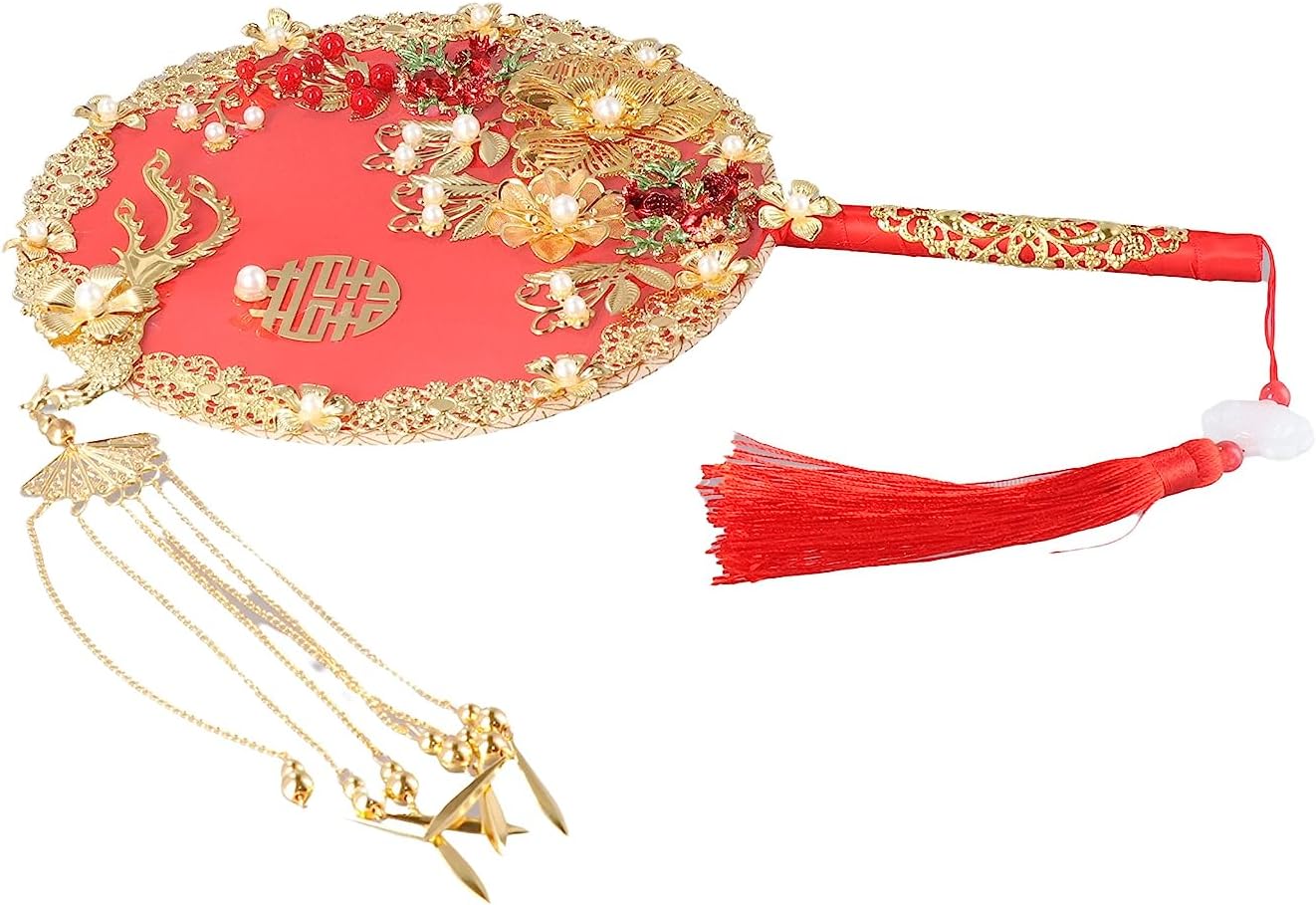 Amazon.com: Kopida Chinese Vintage Round Fans, Phoenix Shaped Alloy Fan ...