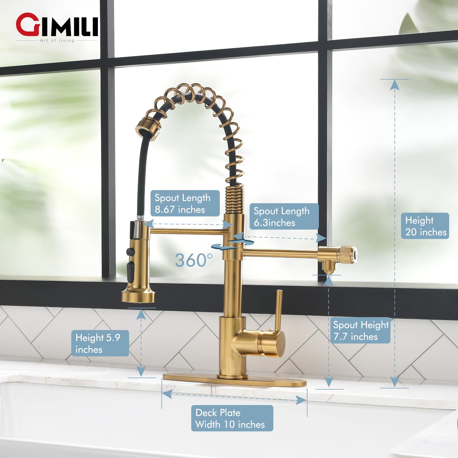Snapklik.com : GIMILI Brushed Gold Drinking Water Faucet 3 In1 ...