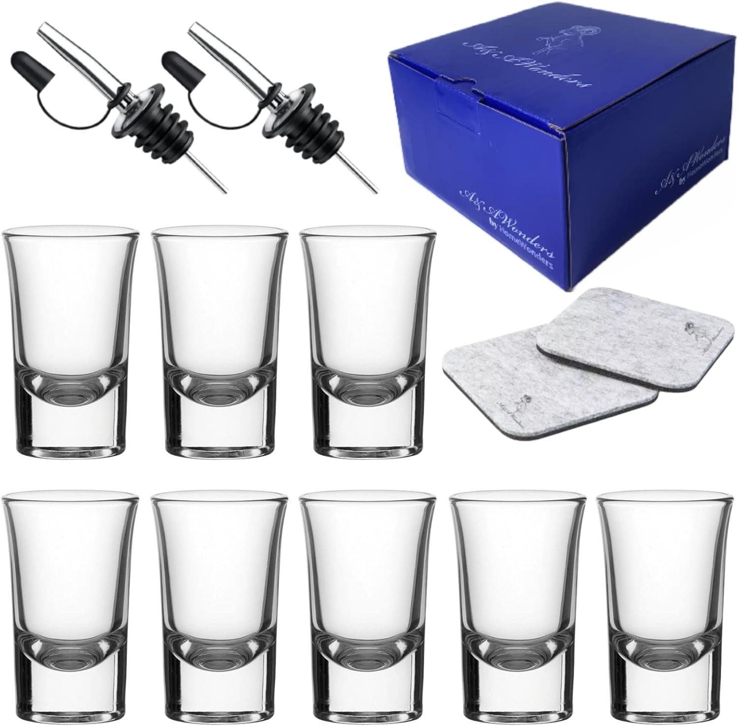 Amazon.com | 1.5 Oz Shot Glasses Set Of 8 With Heavy Base - Shot Glass ...