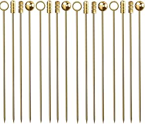 Amazon.com | 16Pcs Gold Cocktail Picks Reusable Cocktail Toothpicks ...
