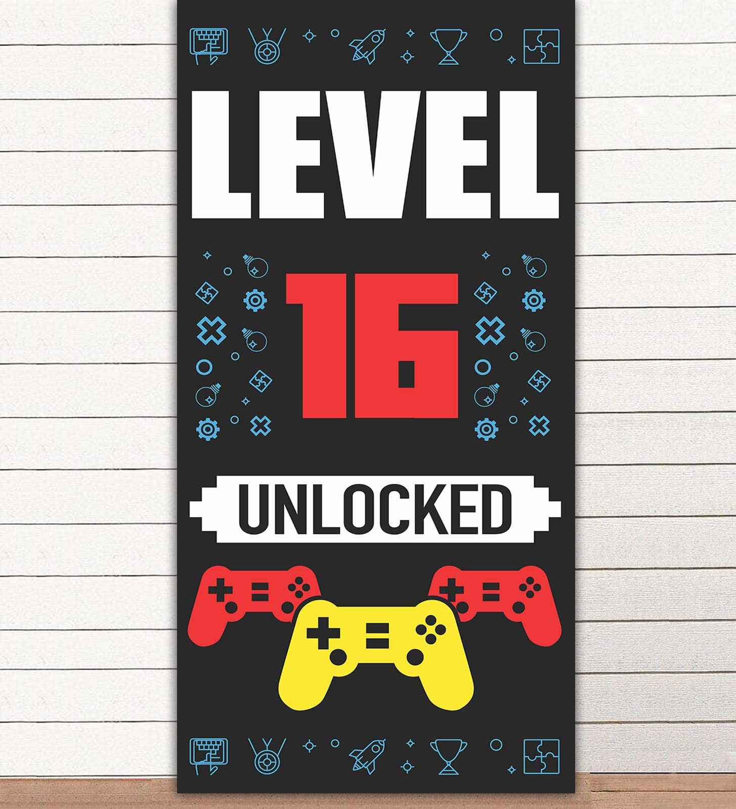 Amazon.com: Level 16th Unlocked Happy 16th Birthday Level Up Banner ...