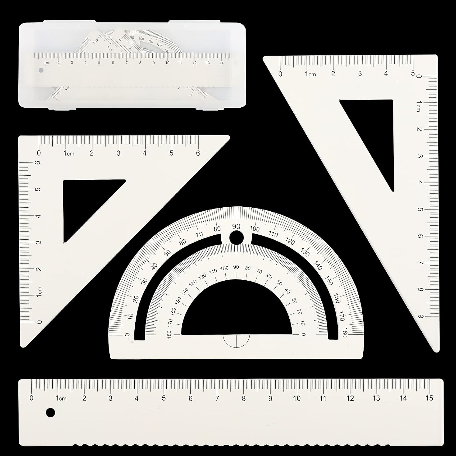 Johiux Metall Mathe-Geometrie-Set,4PCS,Mit Lineal,Geodreieck ...