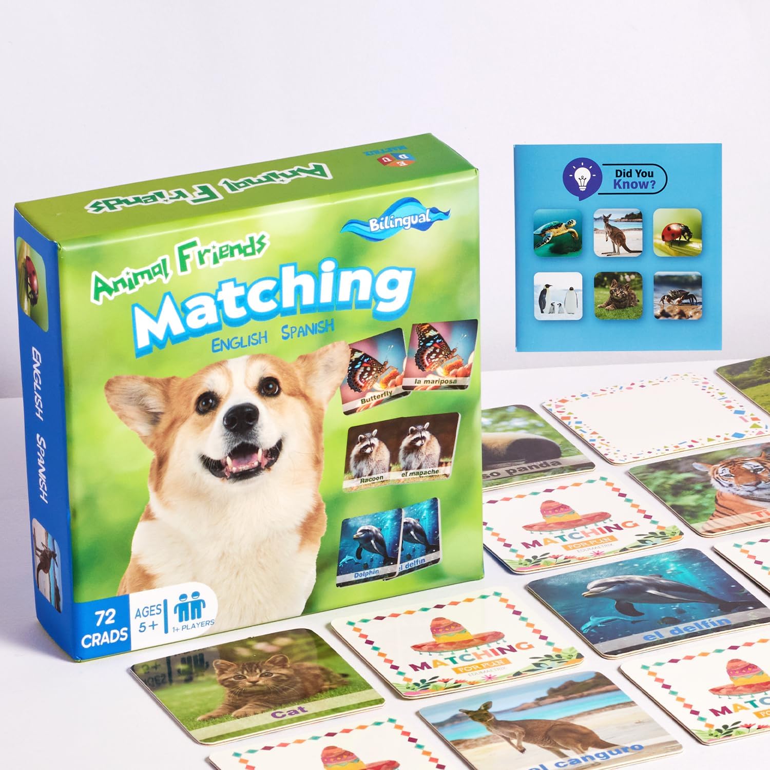 Amazon.com: 72 (36 Pairs) Spanish English Bilingual Animal Memory ...