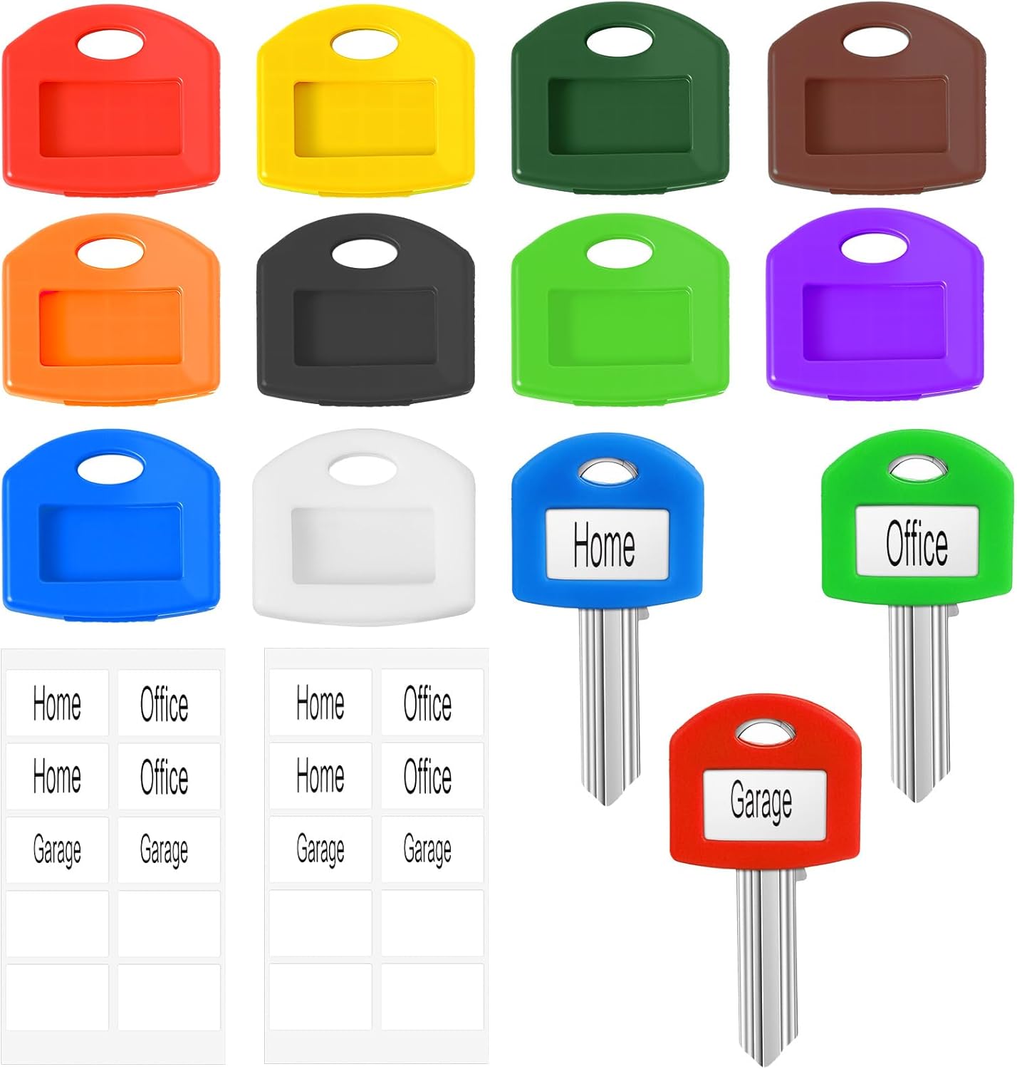 Amazon.com: 20 Pcs Colored Key Covers, Key Identifiers Covers Markers ...