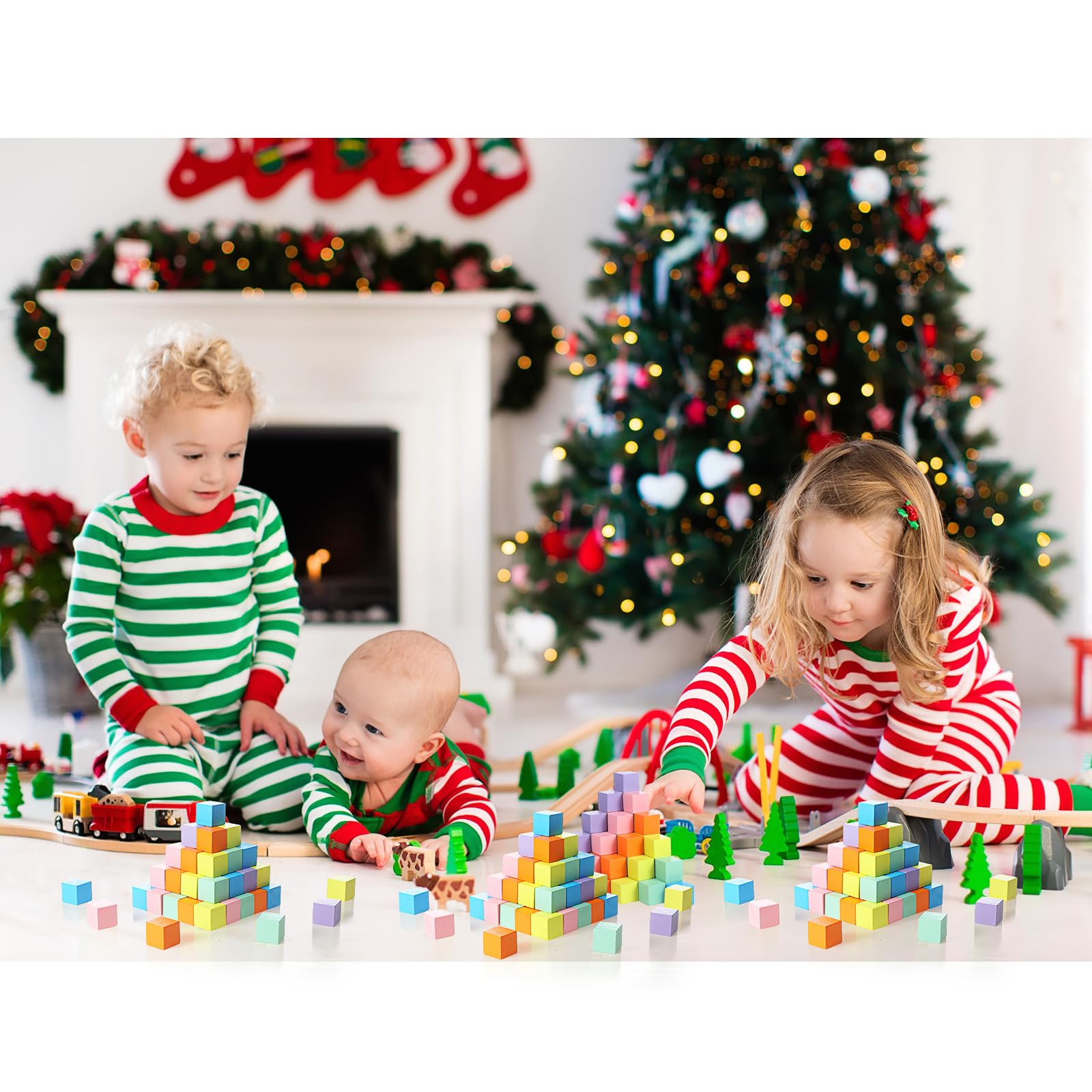 Snapklik.com : Sasylvia 72 Pcs Small Wooden Colored Blocks Painted ...