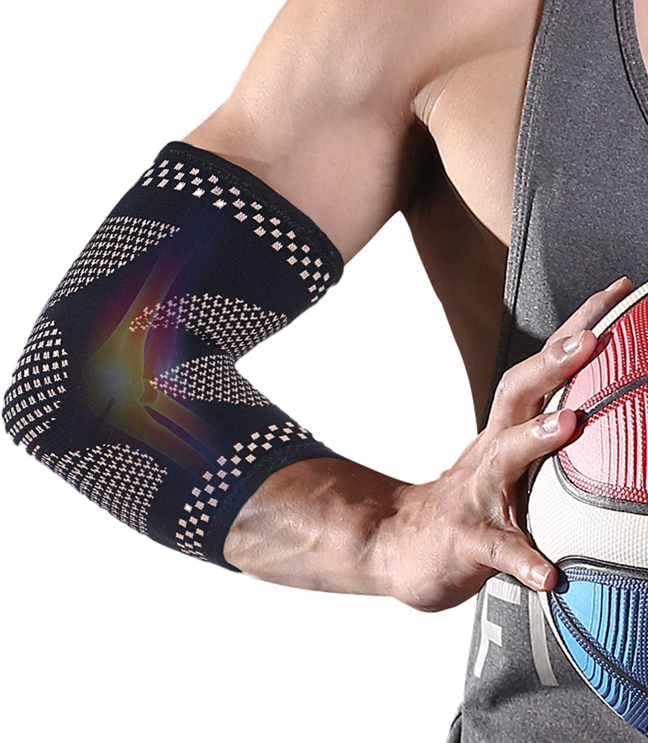 Amazon.com: CFR Elbow Compression Support Sleeves Copper Nylon Elbow ...