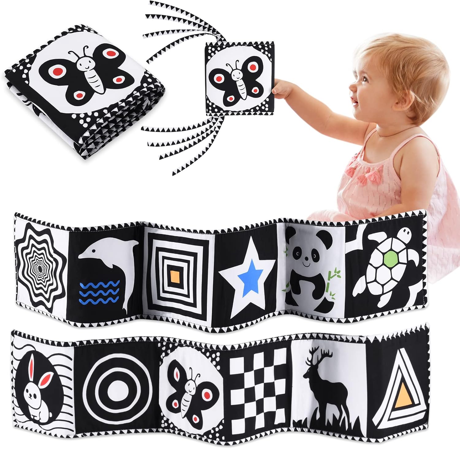 Amazon.com: Black and White High Contrast Soft Cloth Book for Baby ...