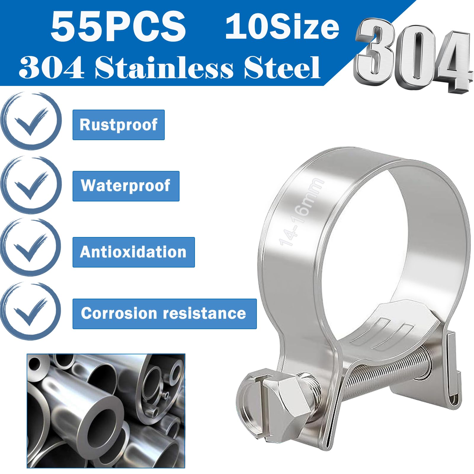 Snapklik.com : Tnisesm Mini Fuel Injection Hose Clamps Adjustable 7 ...