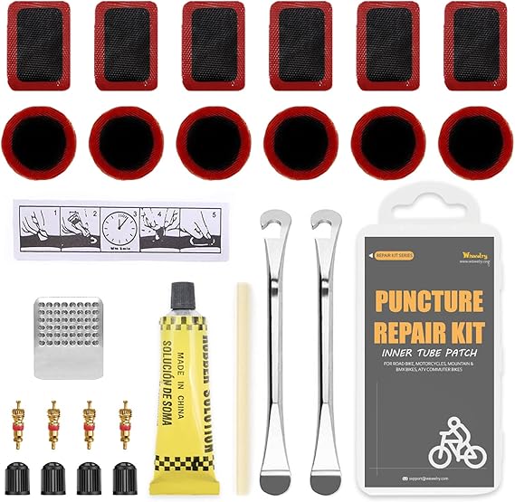 Wiswelry 21Pcs Puncture Repair Kit, Bike Tyre Patch Repair Kit Bicycle ...
