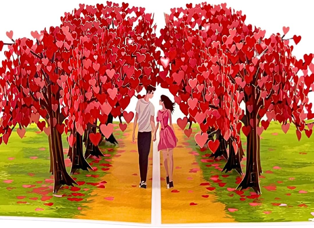 Three Dee Cards - Romantic Heart Tree Avenue Anniversary 3D Pop Up Card ...