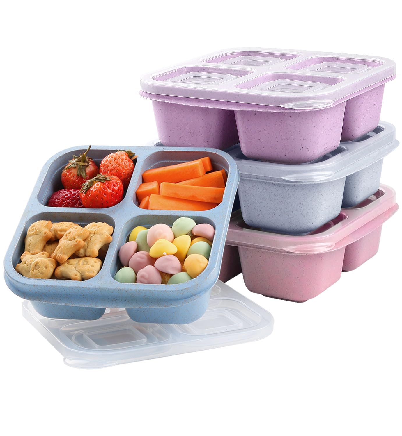 Amazon.com: LCHLZZ Snack Containers (4 Pack), 4 Compartments Snackle ...