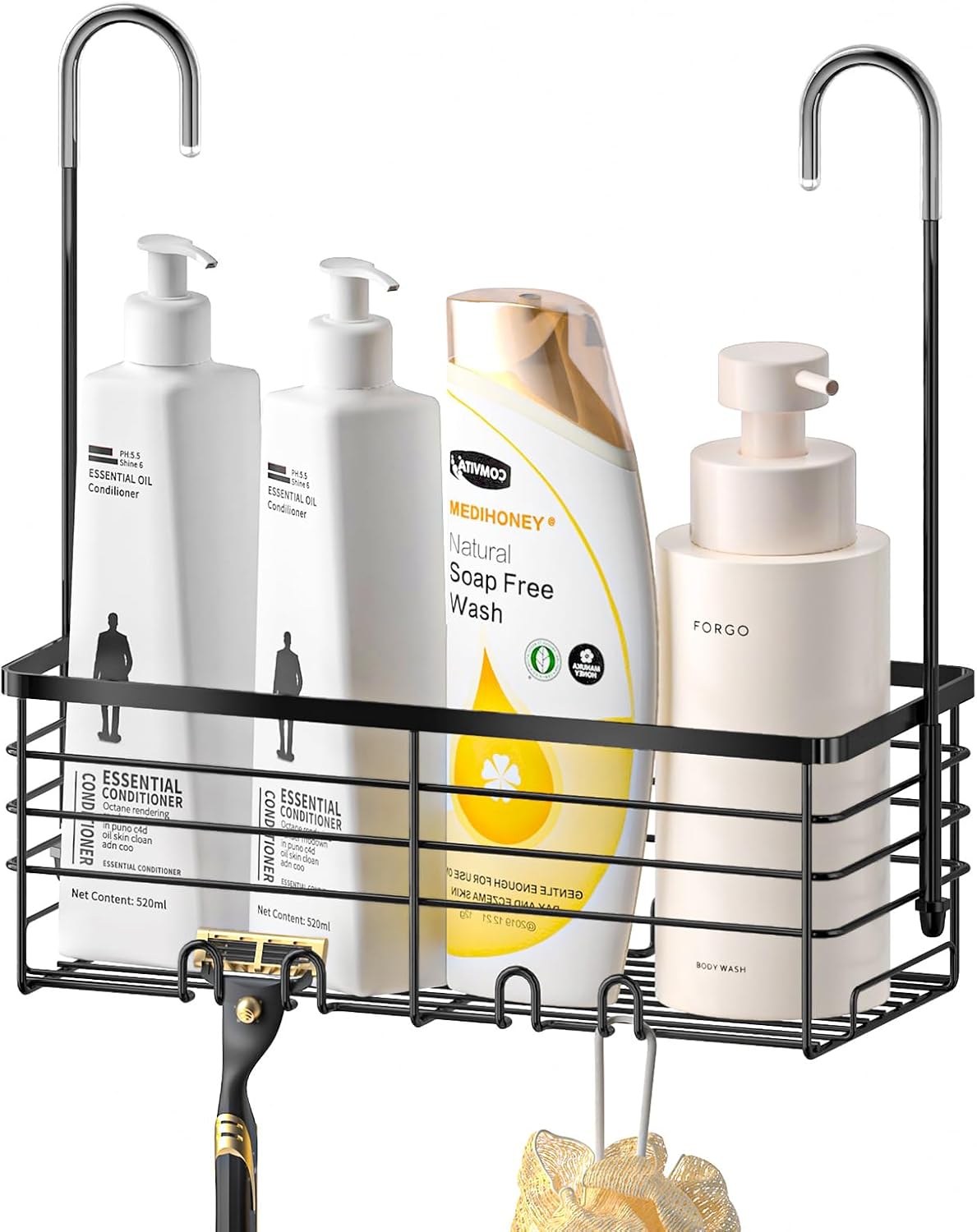 Amazon.com: SHANSHUI Shower Hanging Caddy, Bathroom Shower Organizer ...