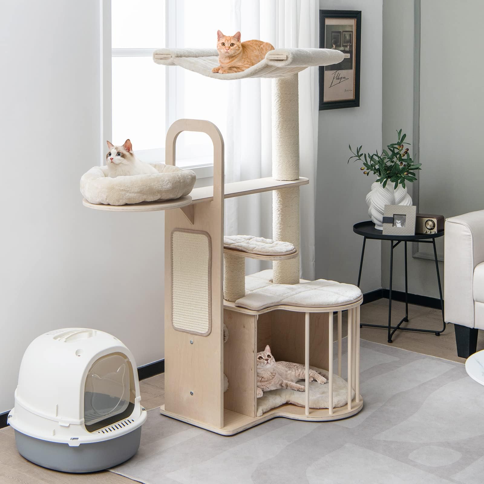 Amazon.com : CASSAIO Modern Cat Tree for Indoor Cats - Wood Tower With ...