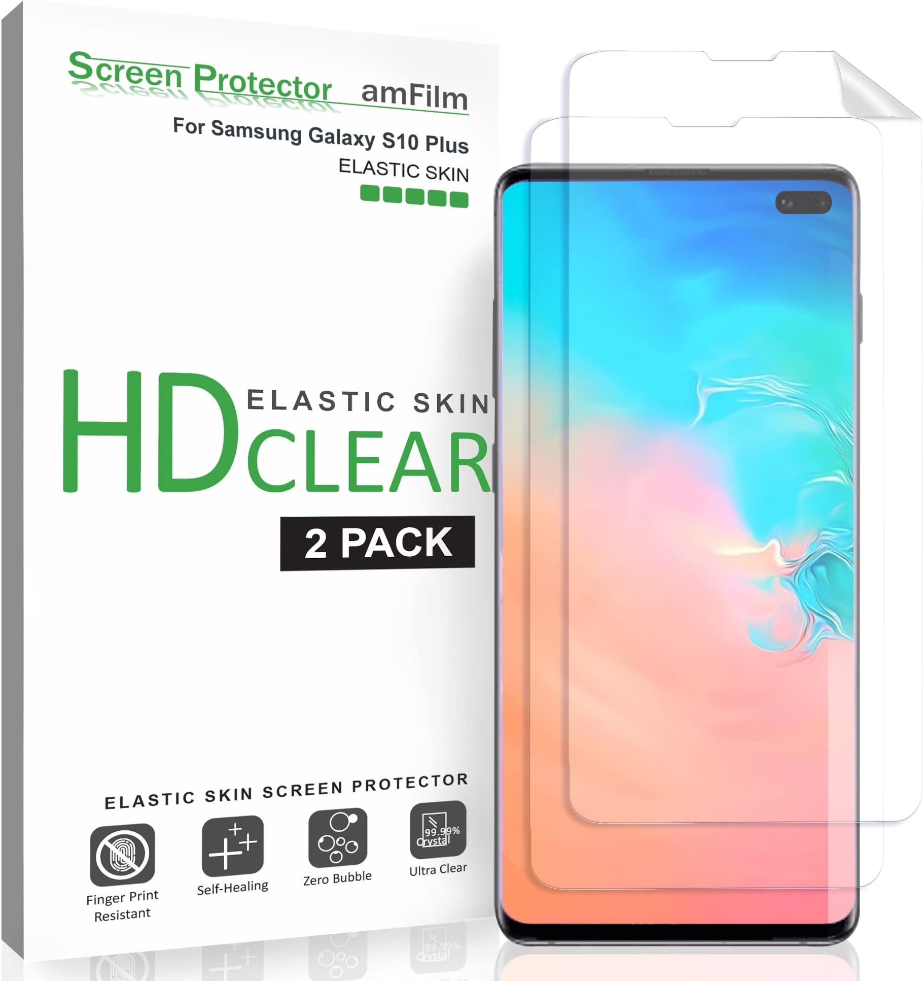 amFilm Screen Protector for Galaxy S10 (2 Pack), Flexible (Case ...