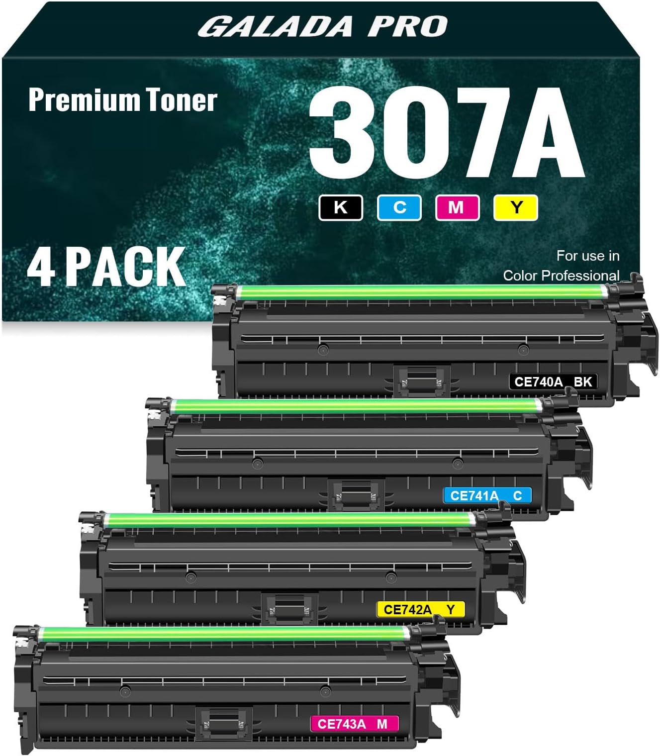 Amazon.com: 307A Toner Cartridges 4 Pack, CE740A CE741A CE742A CE743A ...