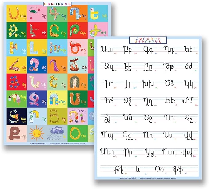 Amazon.com: Armenian Alphabet Kids Educational Poster - 2pack set ...
