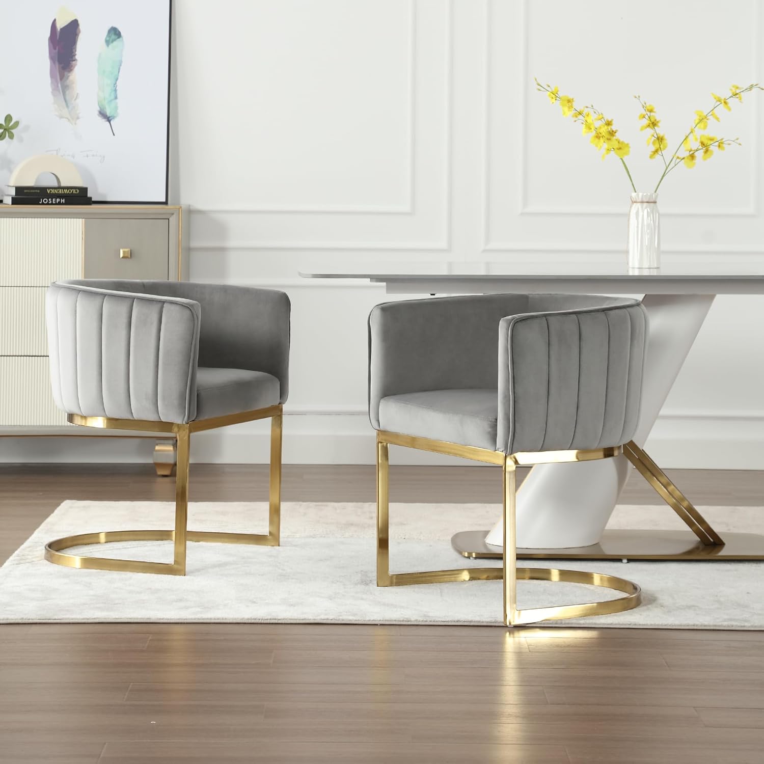 Amazon.com - LZAREAL Upholstered Comfy Dining Chairs Set of 2 Kitchen ...