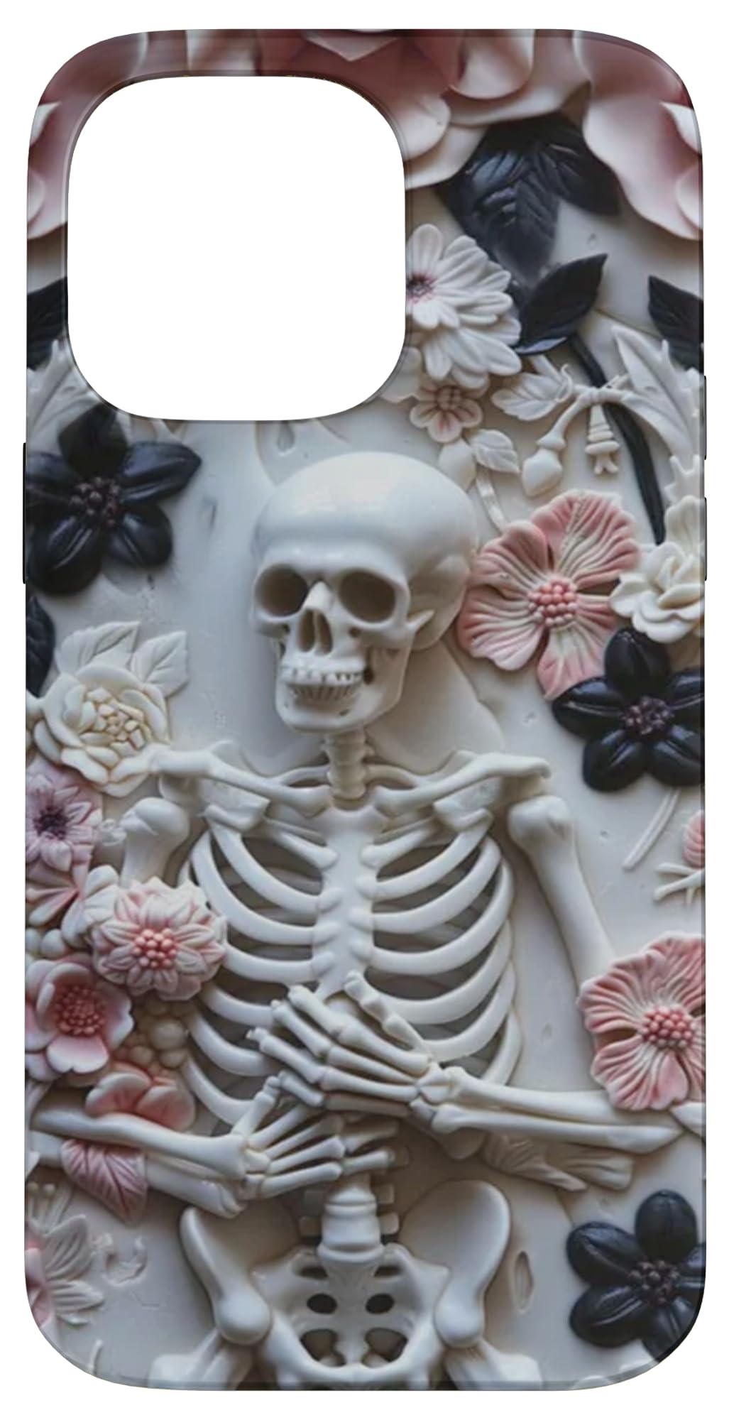 Amazon.com: iPhone 14 Pro Max Whimsigoth Skeleton - Pink - Black Floral ...