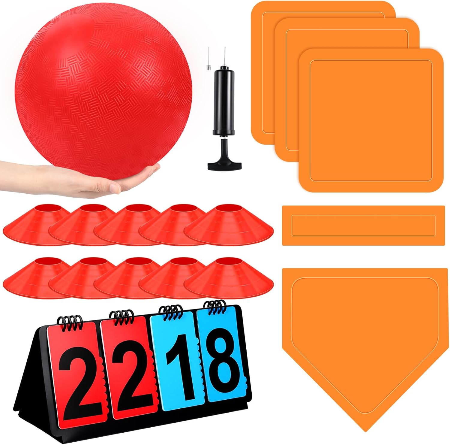 Amazon.com: Jenaai 18 Pcs Sports Kickball Set Includes Playground Ball ...