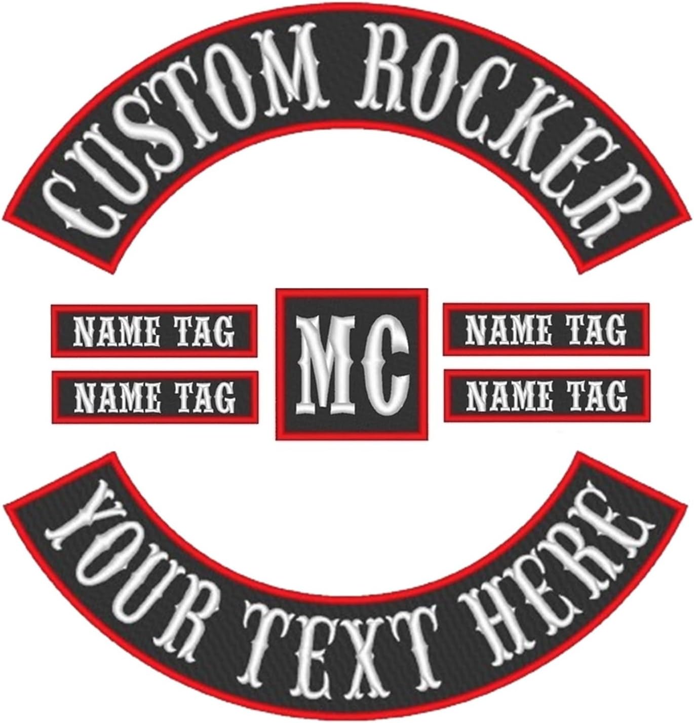 Amazon.com: Custom Embroidered Full Set Patches - Rocker Name Tag MC ...