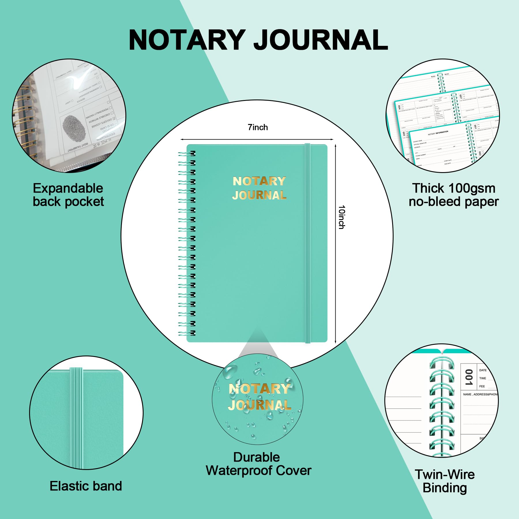 Snapklik.com : Notary Journal Log Book, 7"x10", Spiral Bound Notary ...