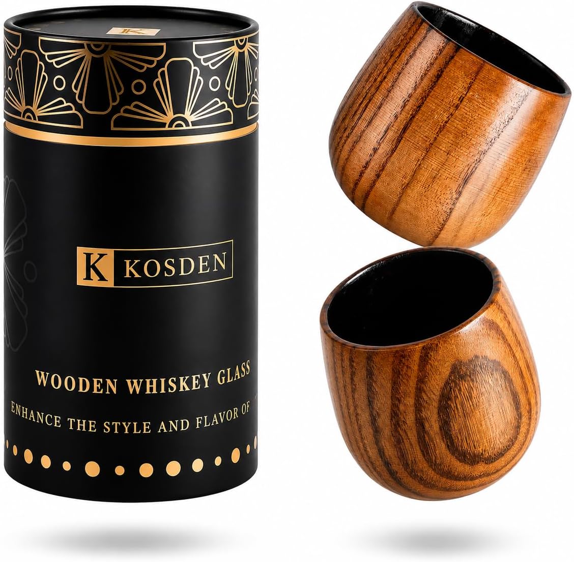 Amazon.com | Wooden Whiskey Glasses, Charred Wood, Shatter-Resistant ...