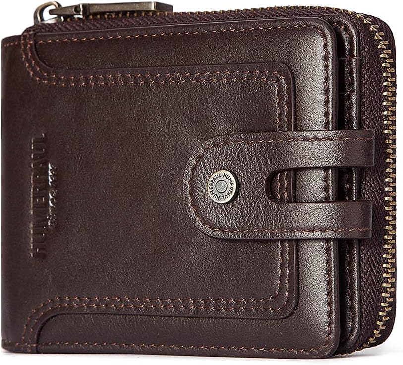 Amazon.com: gzcz Zipper Wallet For Men Genuine Leather RFID Blocking ...