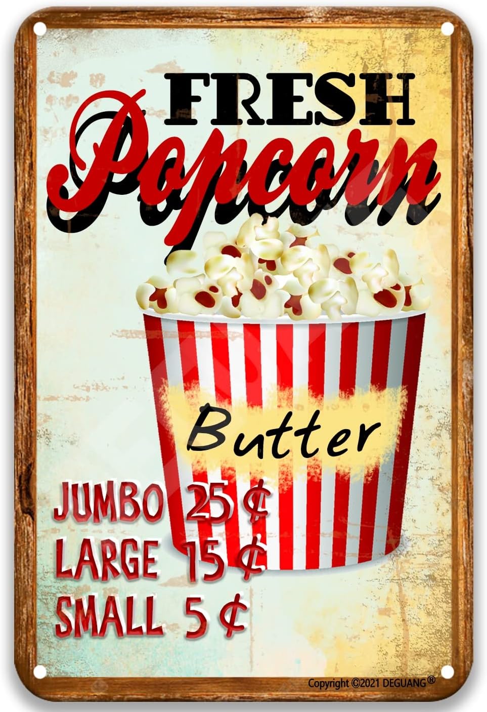 Amazon.com: Fresh Butter Popcorn Small Large 15 Cents Metal Posters ...