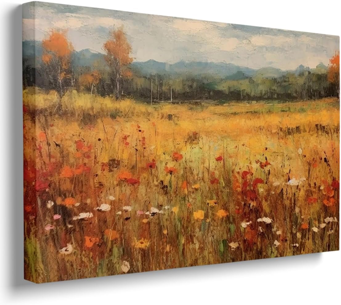 Amazon.com: Framed Fall Wildflowers Canvas Print posters Farmhouse ...