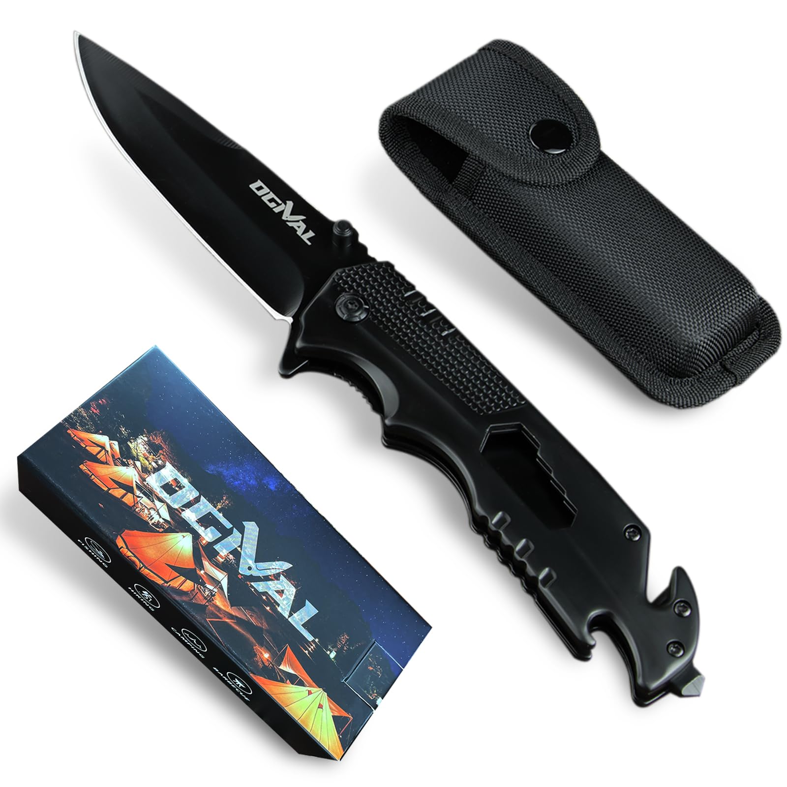 Amazon.com: OGIVAL Pocket Knife，4inch Folding Knife with Nylon Sheath ...